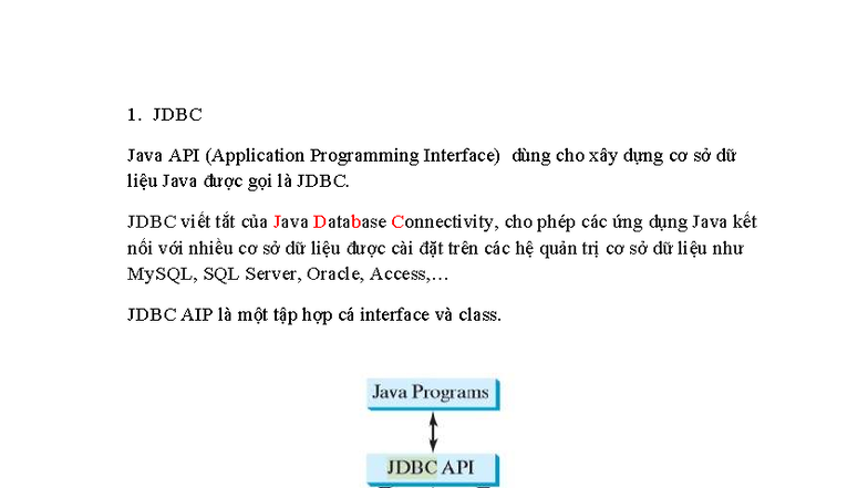 JDBC Java API: Hướng Dẫn Kết Nối Cơ Sở Dữ Liệu - Studocu
