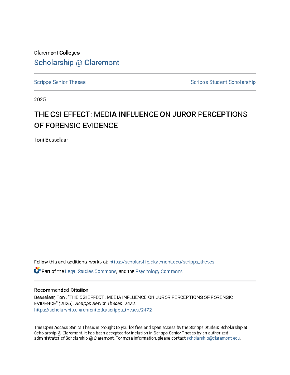 CSI Effect: Media Influence on Juror Perceptions of Forensic Evidence ...