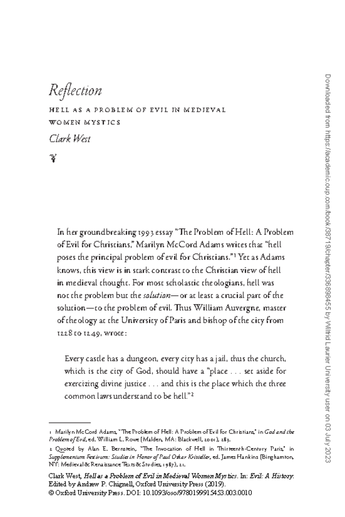 Hell as a Problem of Evil in Medieval Women Mystics - 194 Reflection ...