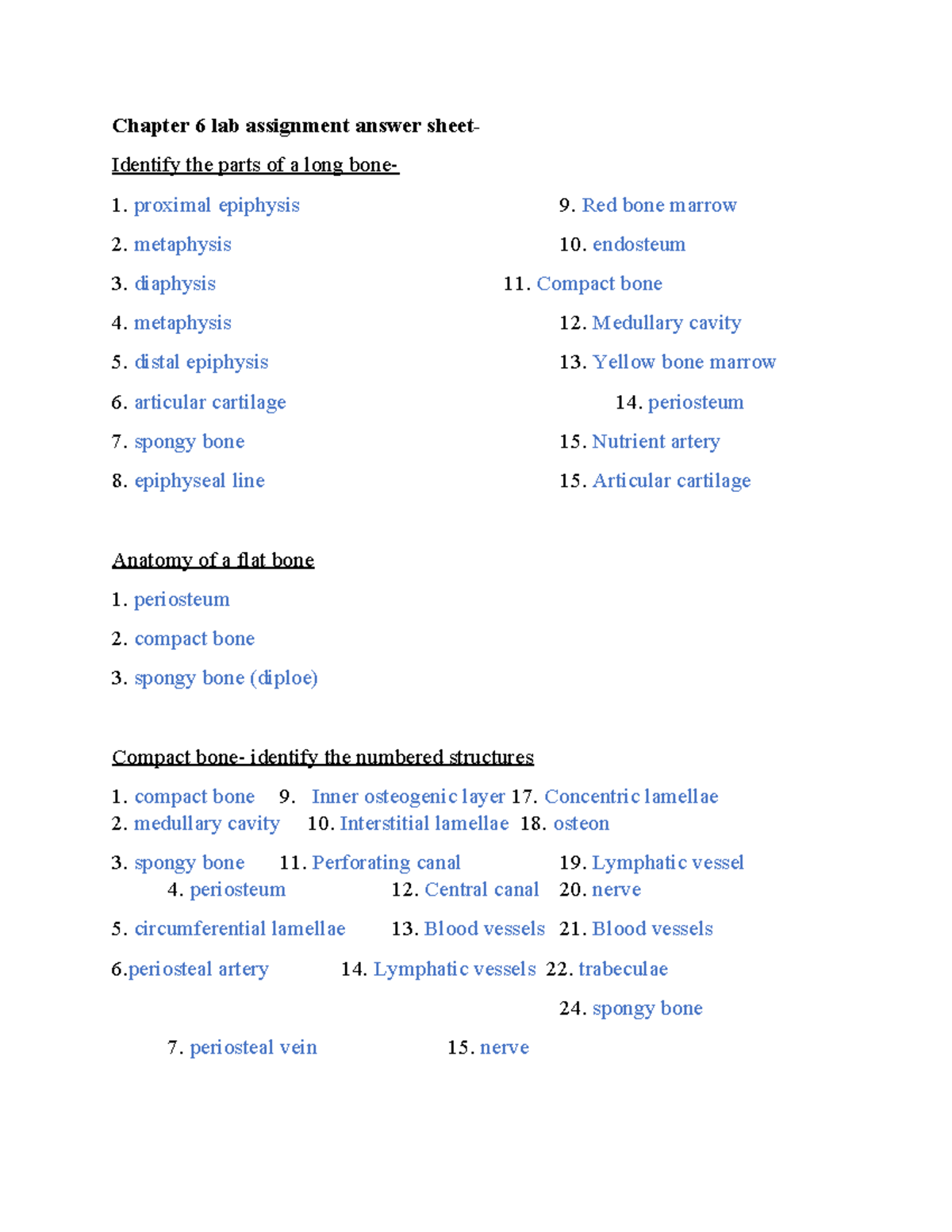 BIO 201 Chapter 6 Lab Assignment Answers and Structures Overview - Studocu