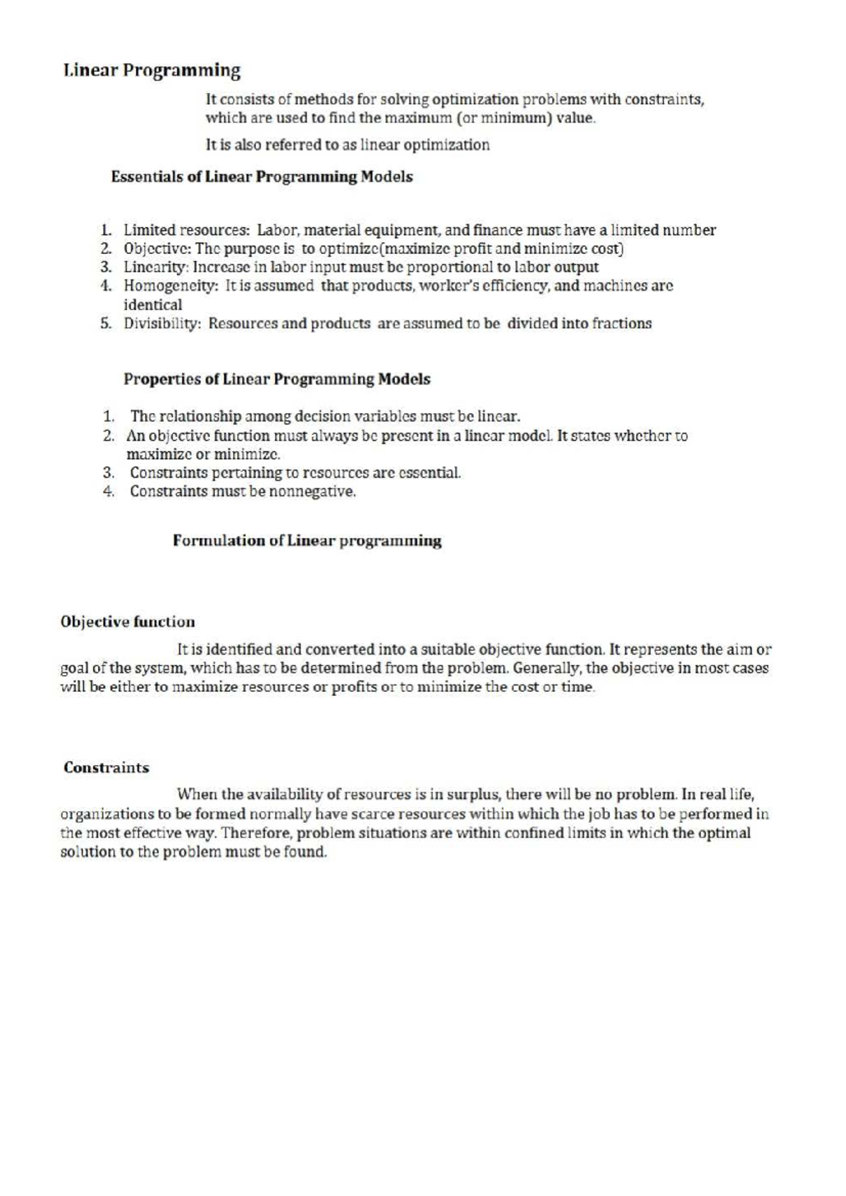 Mathematics Lesson 6: Linear Programming Concepts & Quiz - Studocu