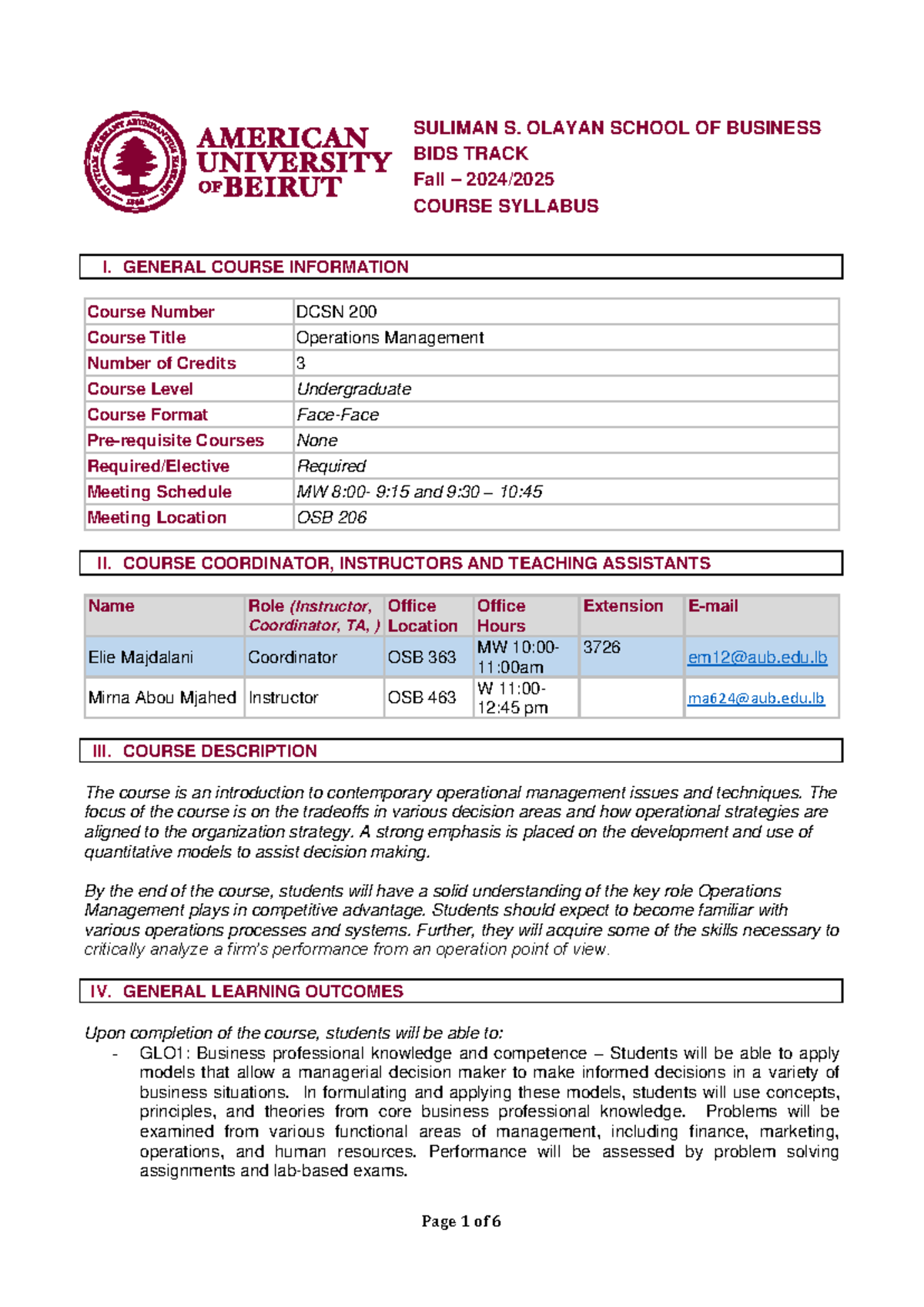 DCSN 200 Operations Management Course Syllabus – Fall 2024 - Studocu