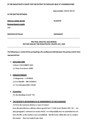 A Guide into the Pre-Trial Process - STUDY UNIT 11: PRE-TRIAL ...