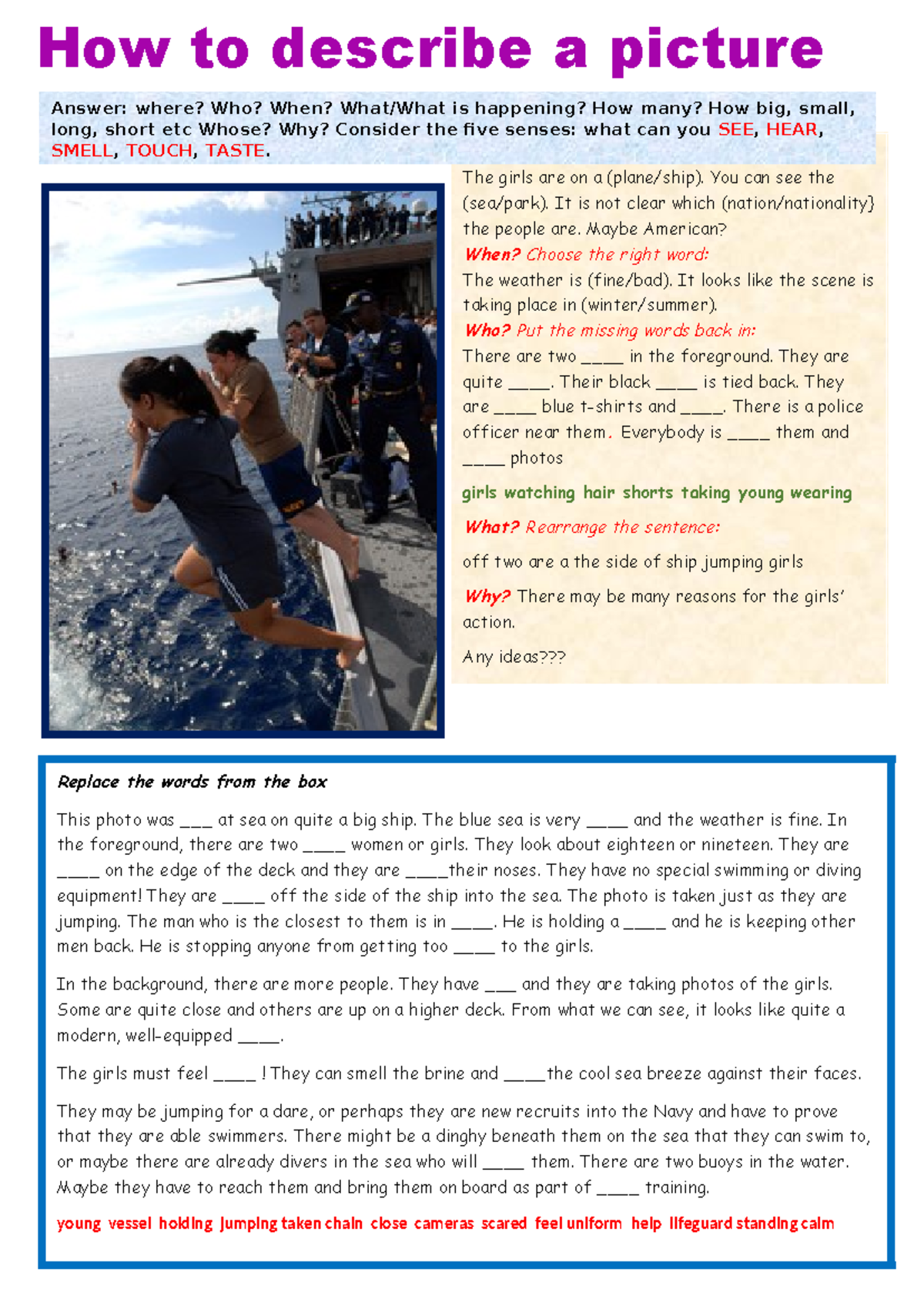 Describing a Picture: Tips for 81813 Language Learning - Studocu