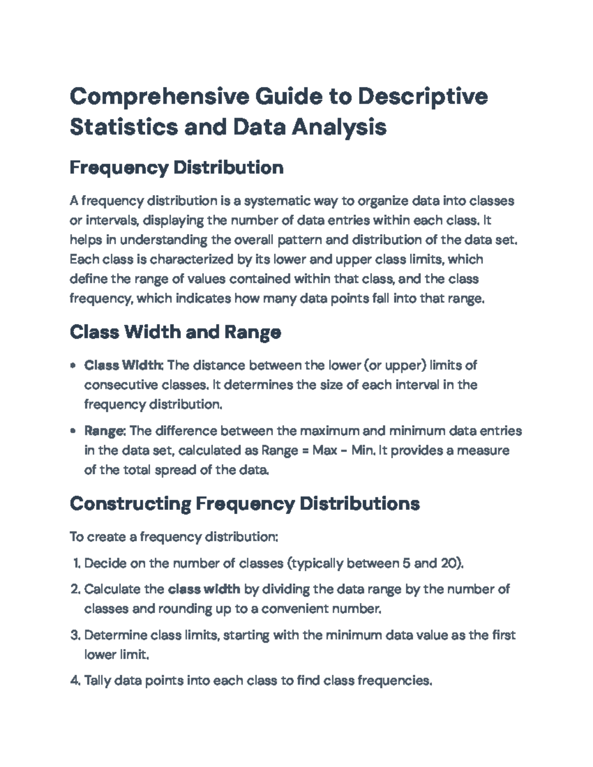 Comprehensive Guide to Descriptive Statistics (STAT 101) - Studocu