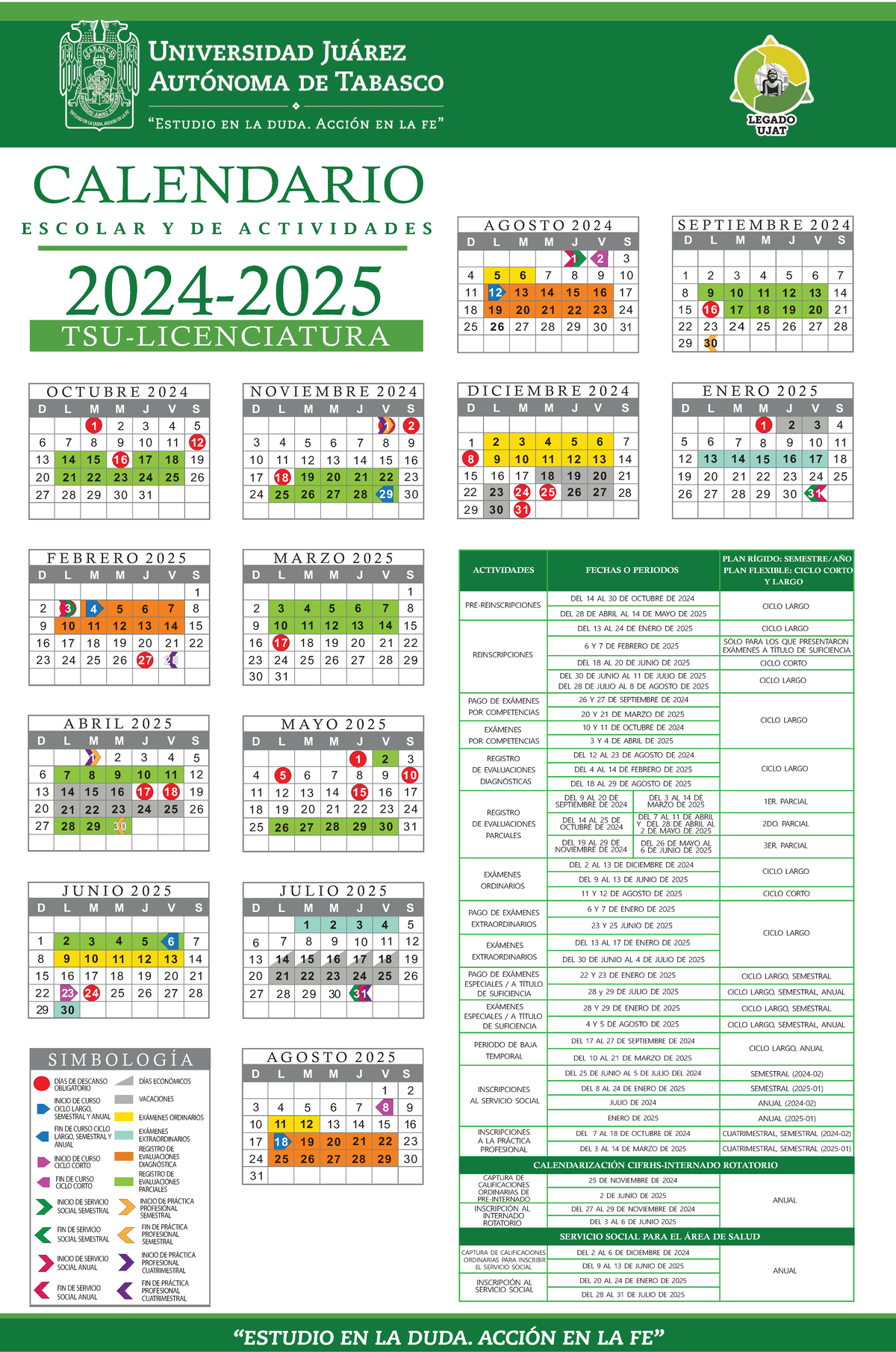 CALENDARIO ESCOLAR TSU-LICENCIATURA 2024-2025 - Studocu