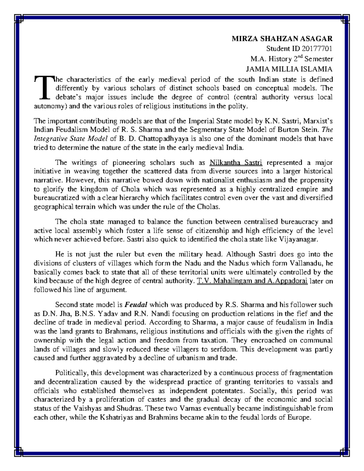 M.A. History 2nd Sem: Nature of the Chola State in Early Medieval India ...