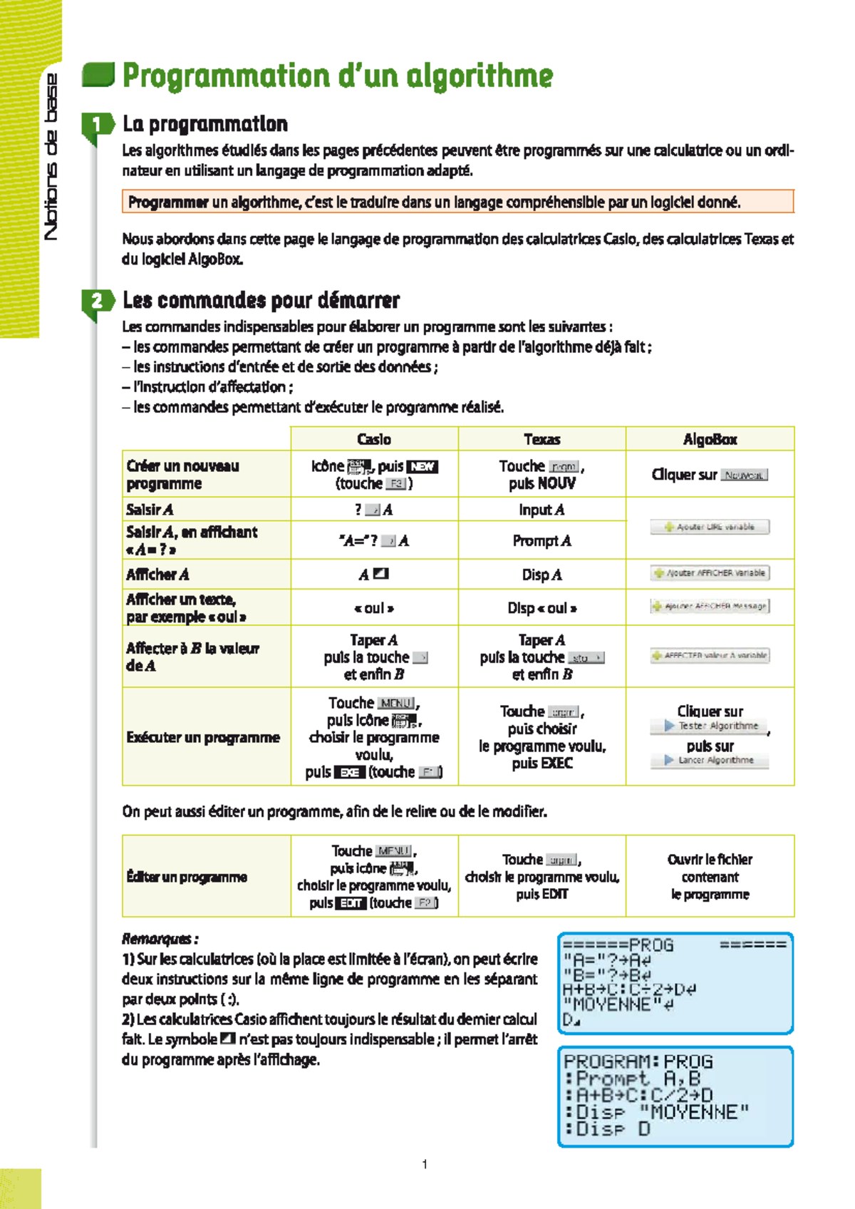 TD Algo - Programmation Algorithmes sur Calculatrices et AlgoBox - Studocu