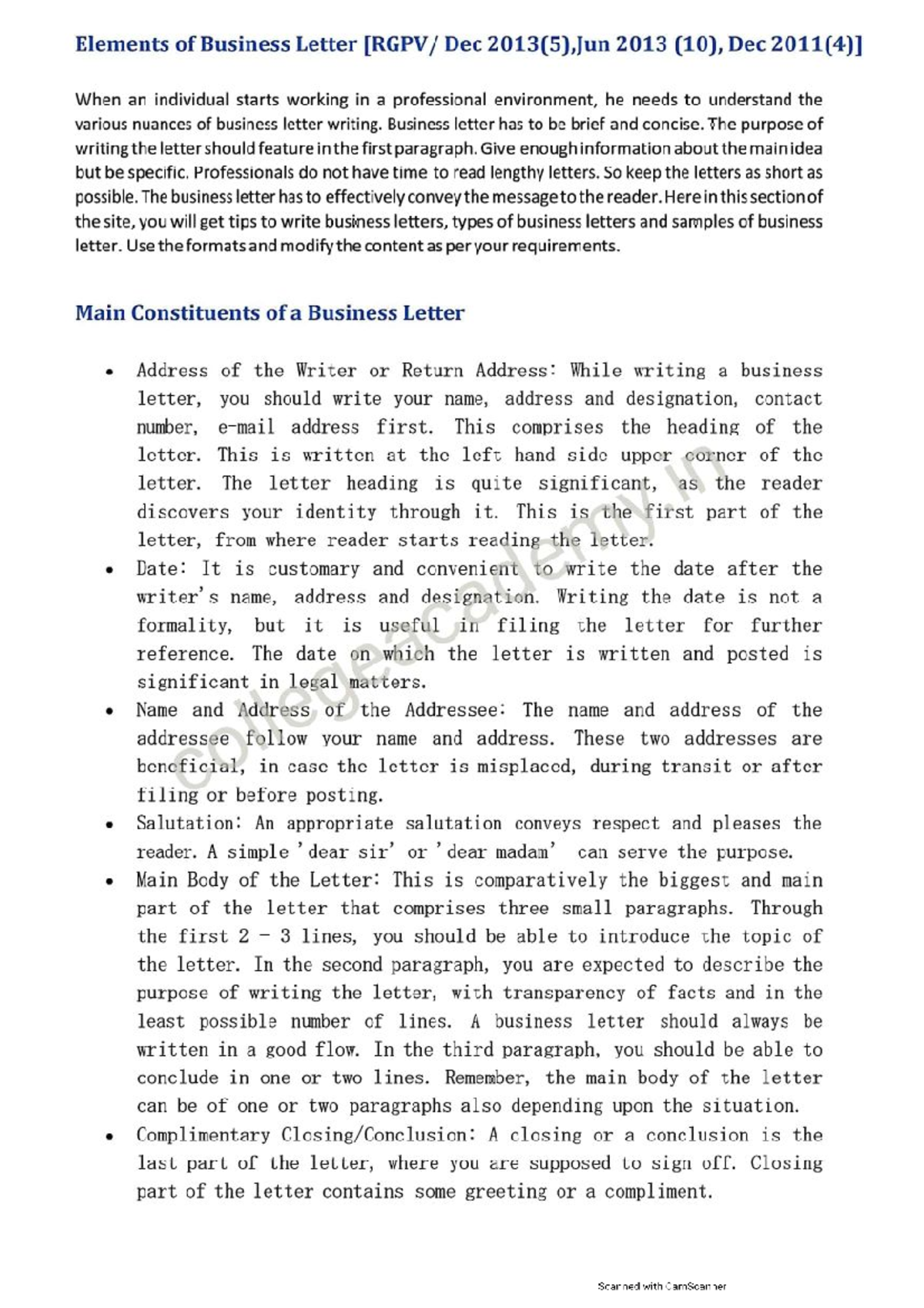 Business Letter Writing Essentials: A Guide for Professionals - Studocu