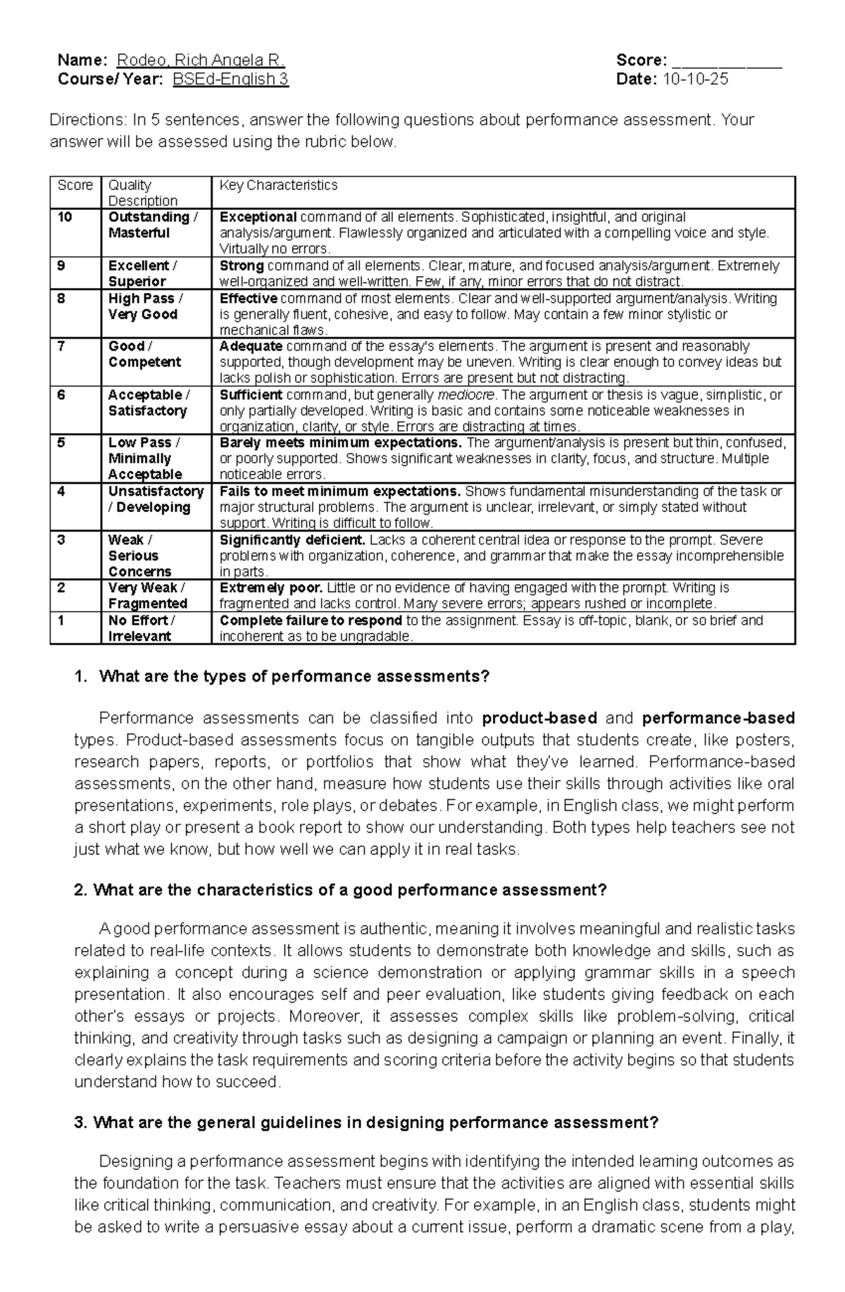 Performance Assessment Overview: Types, Characteristics, and Guidelines ...