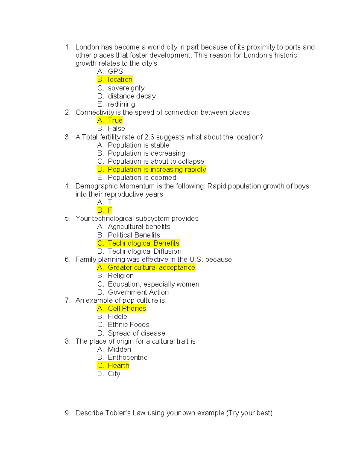 Geography Quiz: Concepts and Terms for APHG Exam - London has become a ...