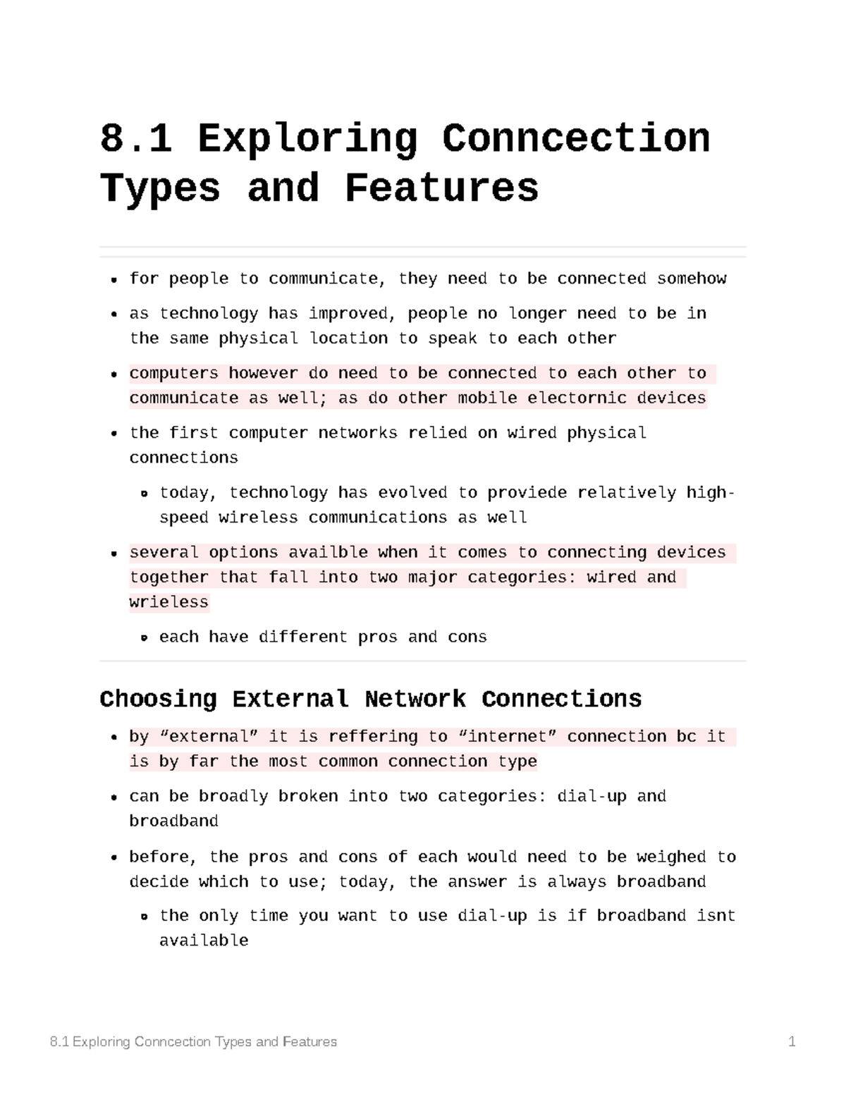 8.1 Types and Features of Connection in Modern Networking - Studocu