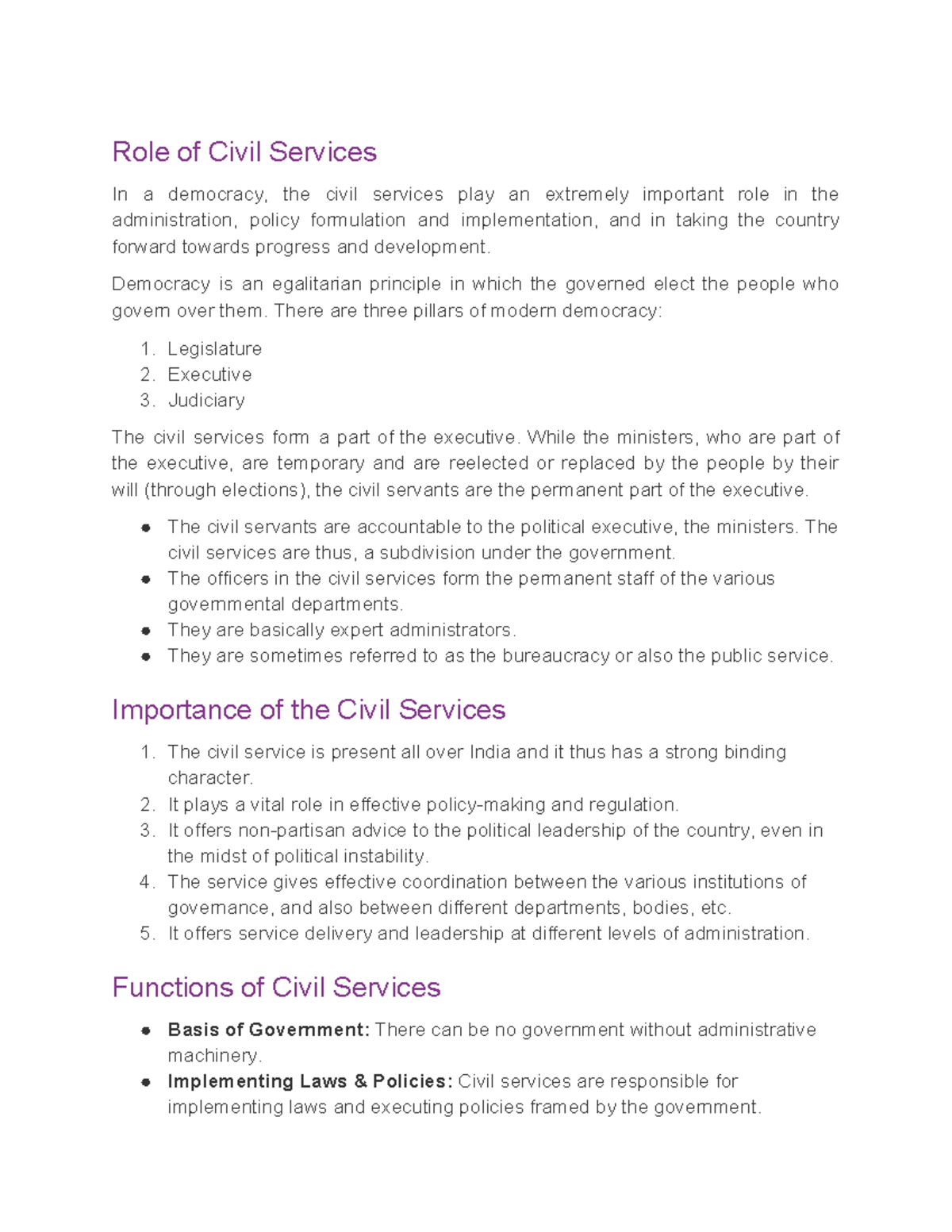 Role of Civil Services in India - Role of Civil Services In a democracy ...