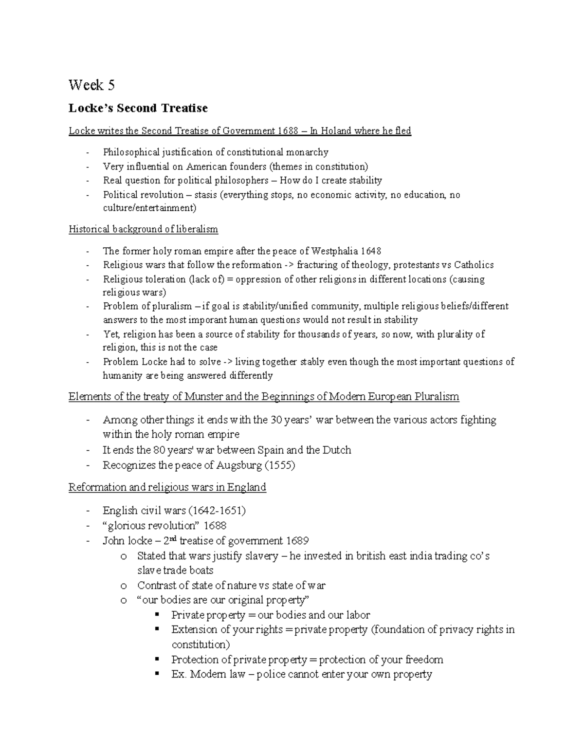 Locke's Second Treatise: Stability & Property Rights Analysis - Studocu