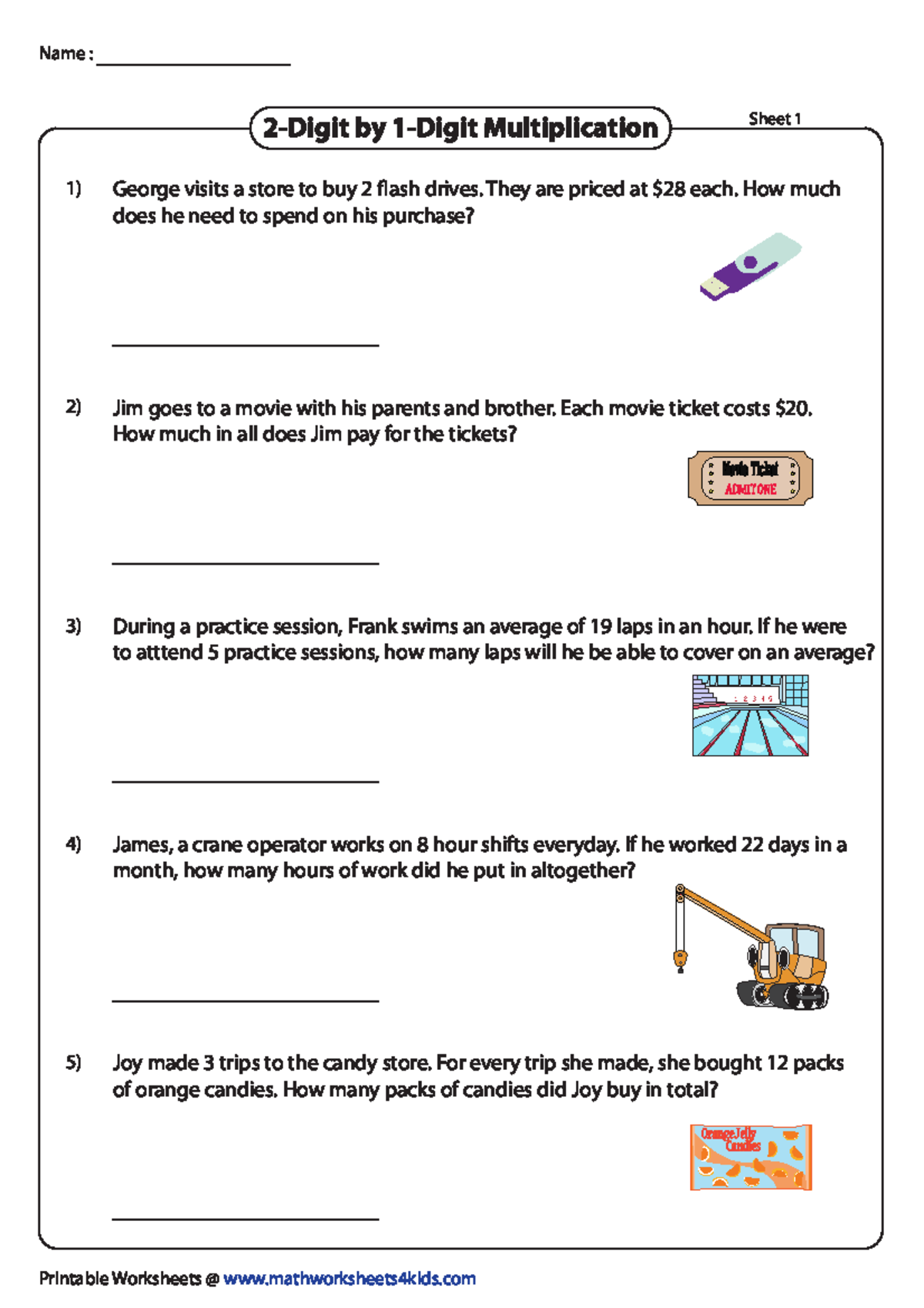 2by1-digit 1 - Goodluck - Name : Multiplication Sheet 1 1) George ...