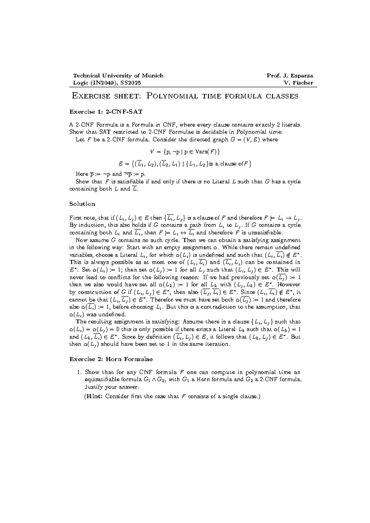 Logic (IN2049) SS2025: Exercise Solutions on Polynomial Time Formula ...