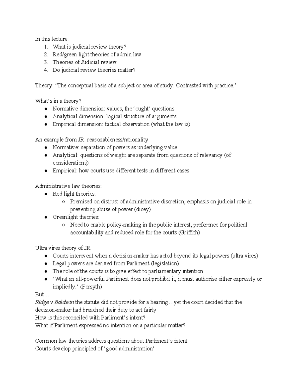 Judicial Review Theories: An Overview of Concepts & Applications - Studocu