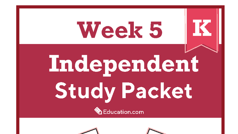 K Week 5 Independent Study Packet: Fun Activities in Reading, Writing ...