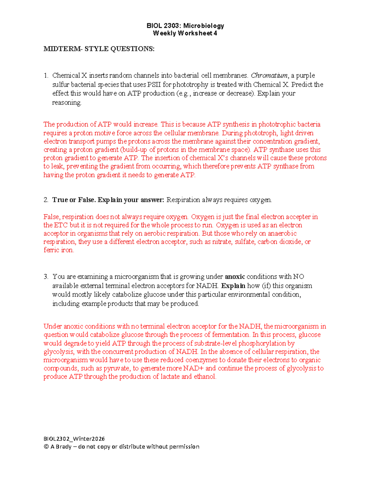 BIOL 2303: Microbiology Weekly Worksheet 4 - Key Concepts and Questions ...