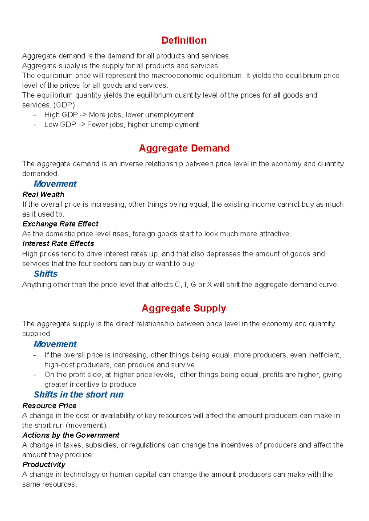 Aggregate Supply & Aggregate Demand - Definition Aggregate demand is ...