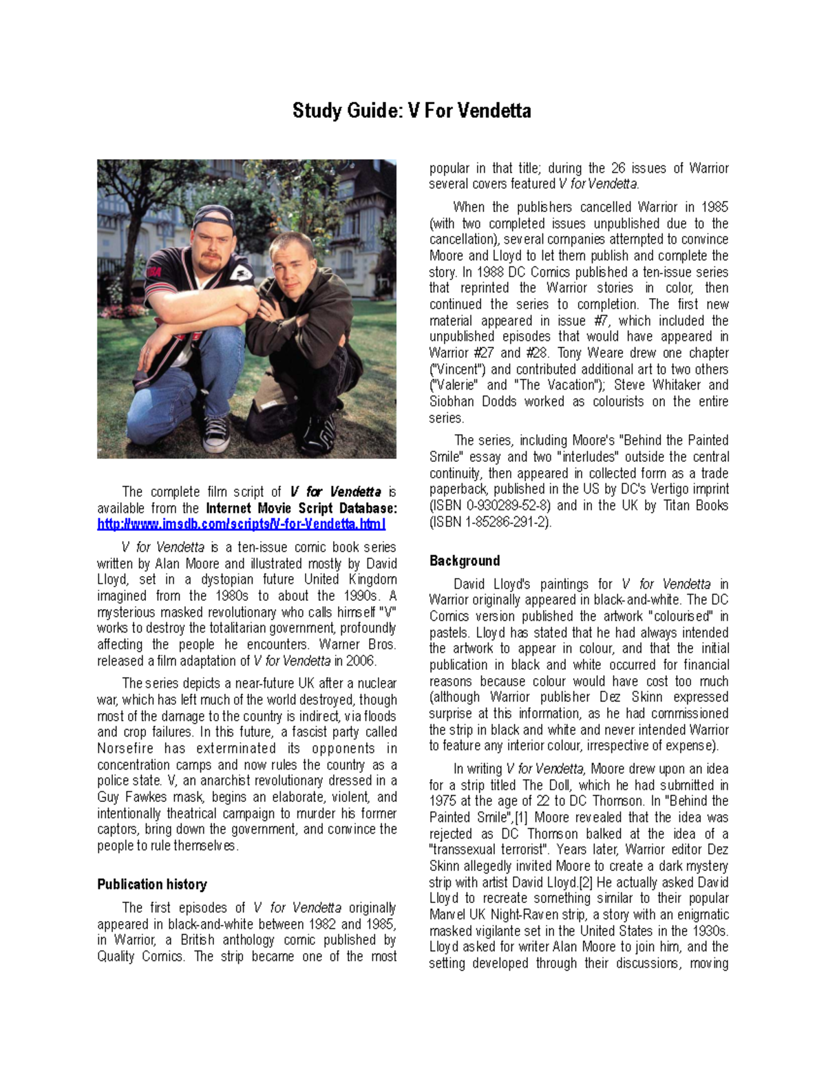 V for Vendetta: Comprehensive Study Guide & Analysis - Studocu