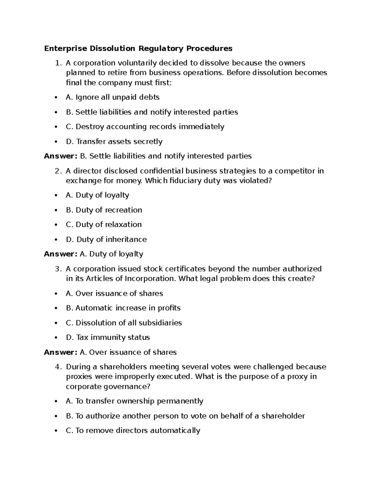 Enterprise Dissolution Regulatory Procedures: Key Legal Insights - Studocu