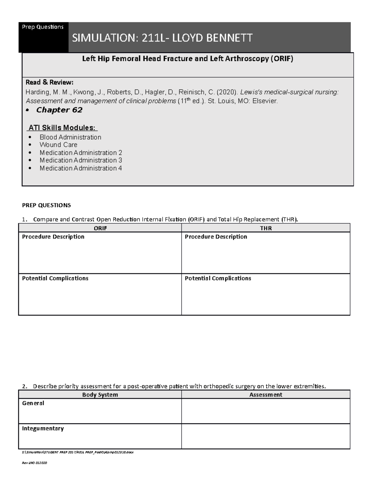 211L Prep Work #6 Lloyd Bennett 01212020 - Prep Questions SIMULATION ...