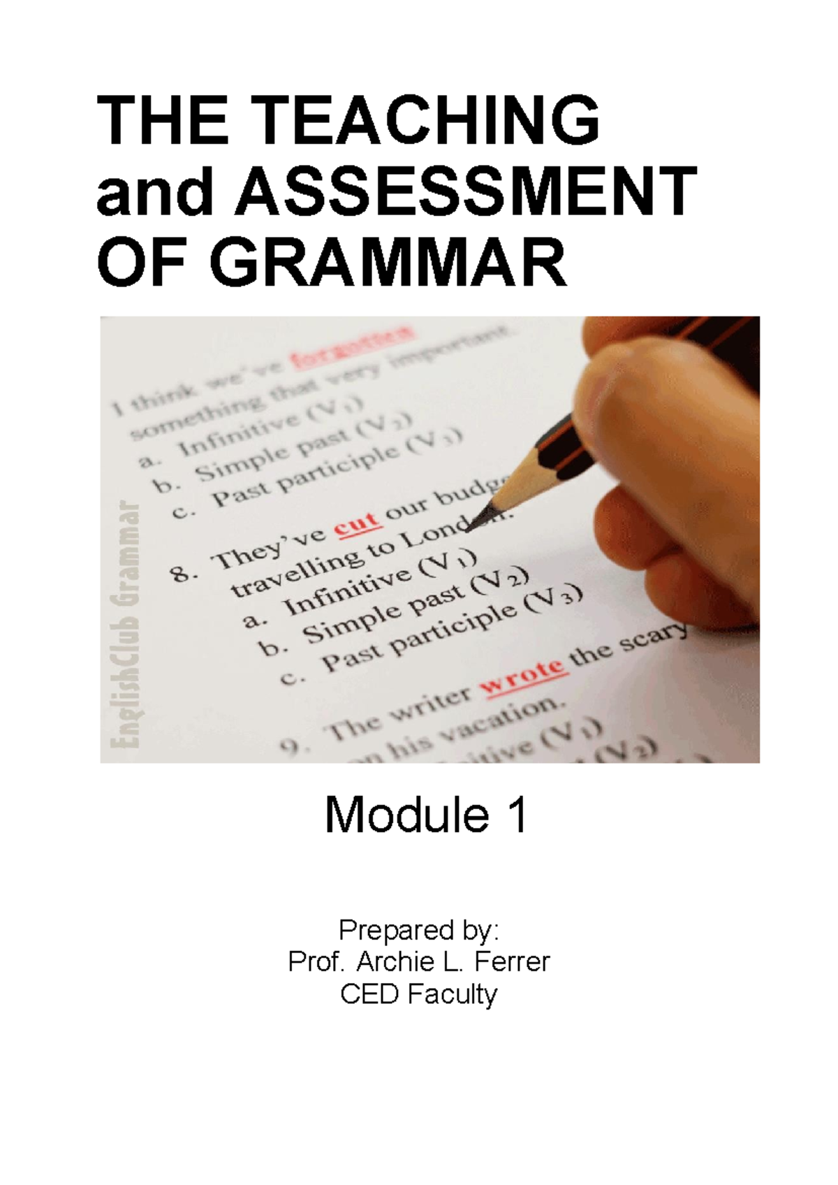 Teaching and Assessment of Grammar: Module 1 Overview - Studocu