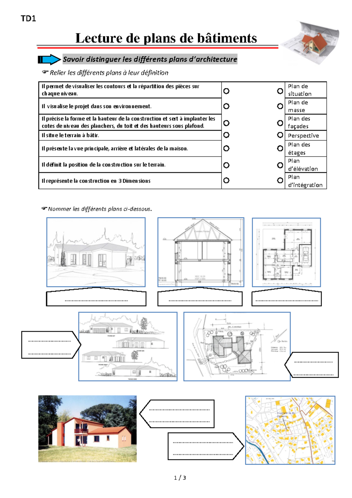 TD1 Lecture de Plans de Bâtiments et Orientation des Façades - Studocu