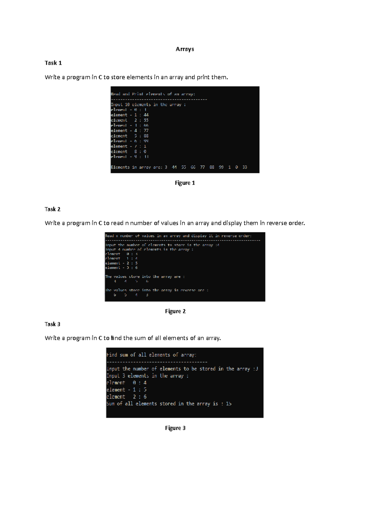 C Programming Arrays Tasks Storing Reversing And Sorting Studocu