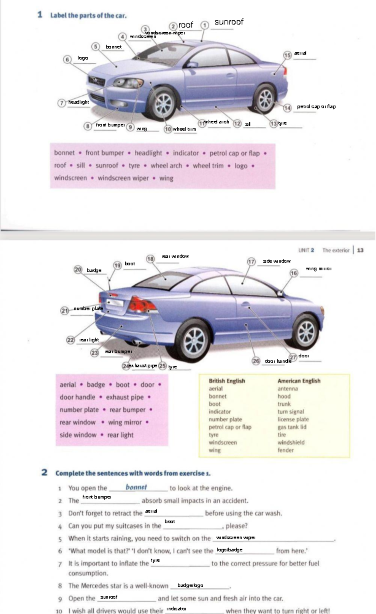 Car Parts Labeling Exercise - Unit 1 (EJERCICIOS) - Studocu