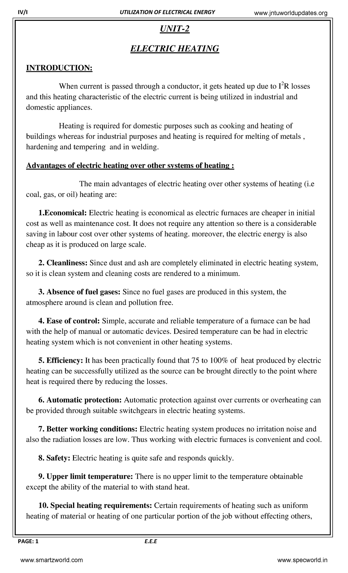 Uee Unit 1 Electric Heating Notes And Applications Studocu