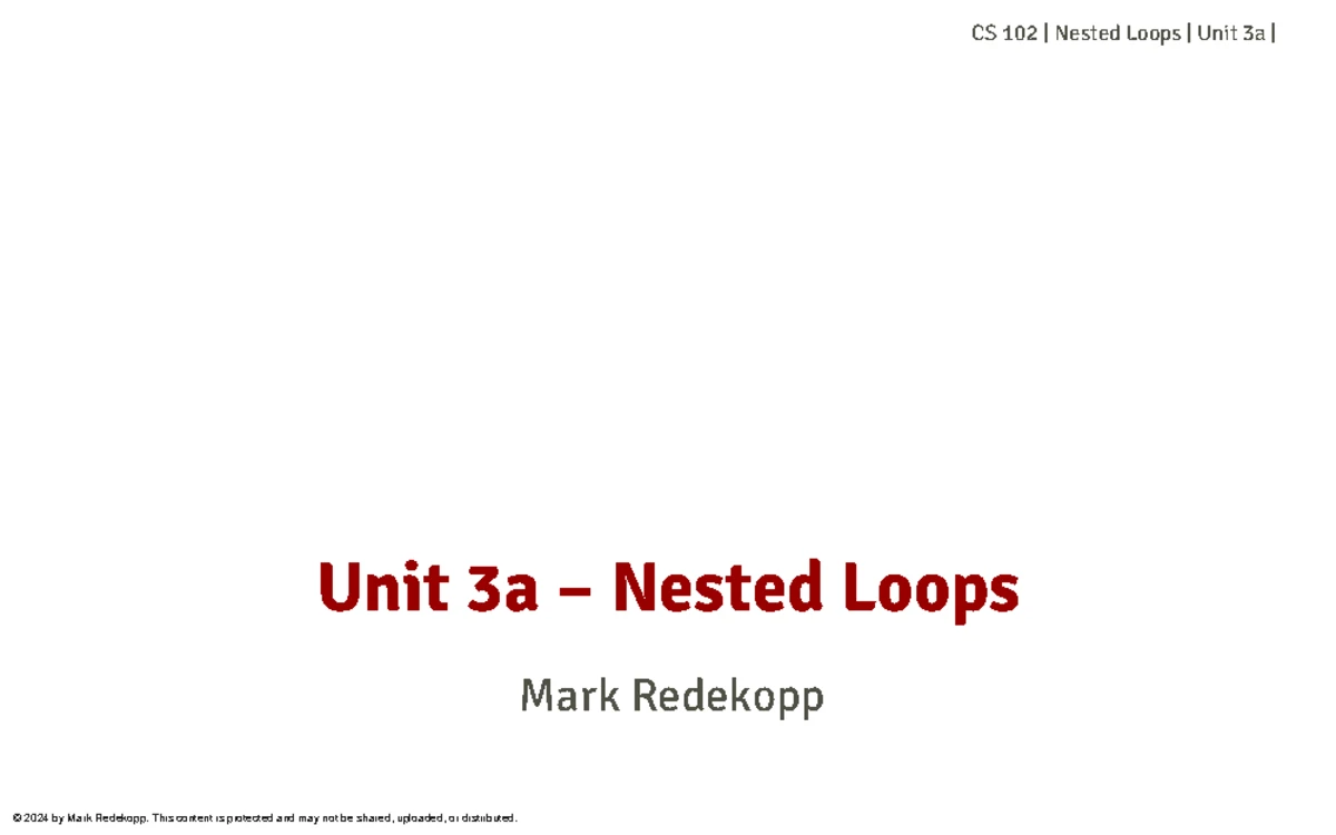 CS 102 Unit 3b Nested Loops Coding Tasks and Implementation - Studocu