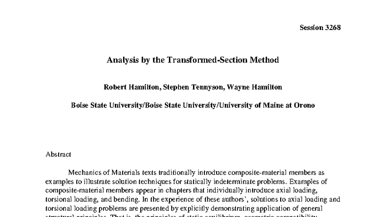 Analysis by the transformed section method - Procedings of the 2001 ...