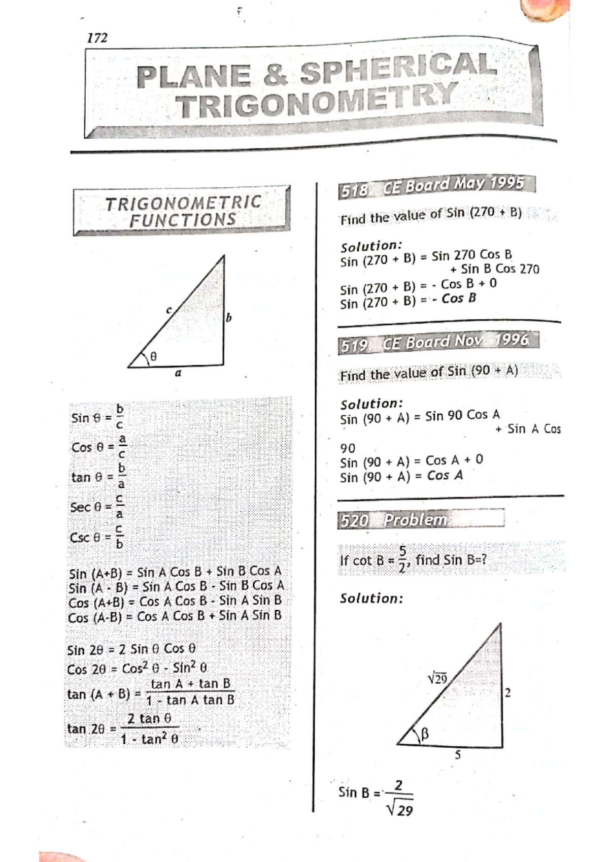 Trigonometry (MATH 172) - Sample Problems & Solutions for CE Board ...