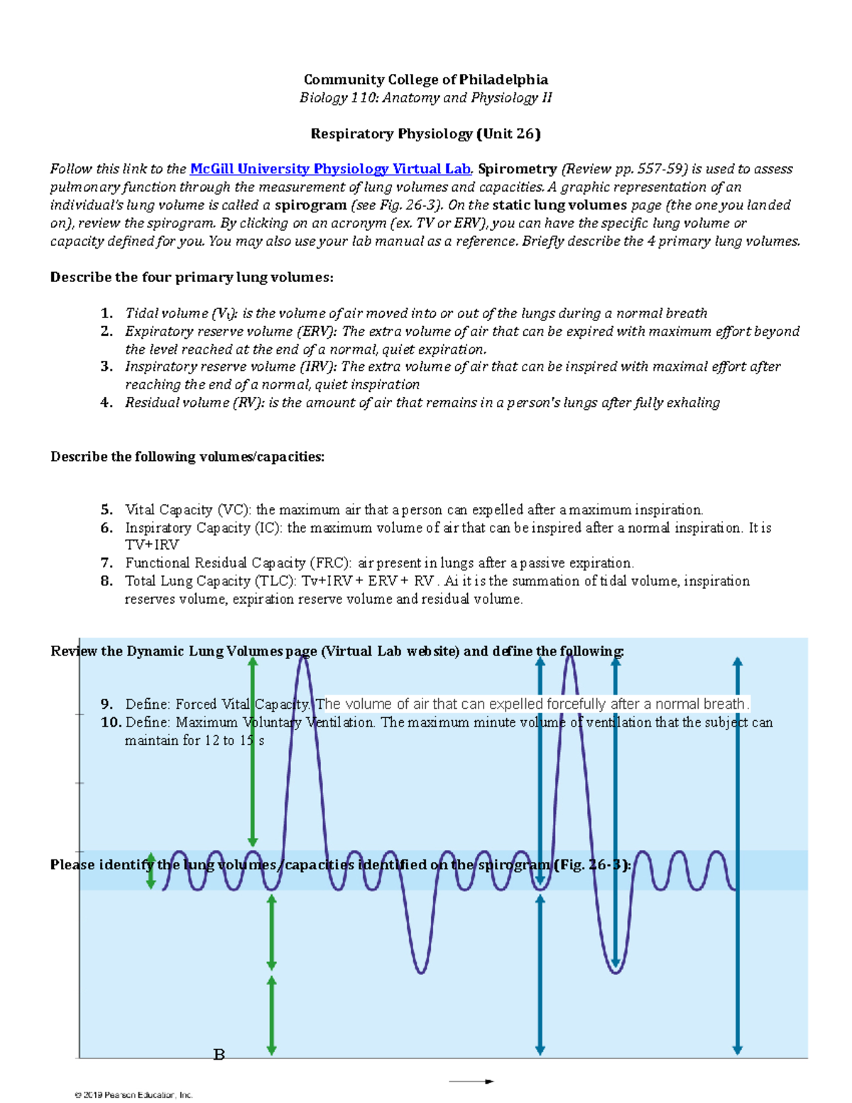 Bio 110 Final Exam Respiratory Physiology Lab Notes and Calculations ...