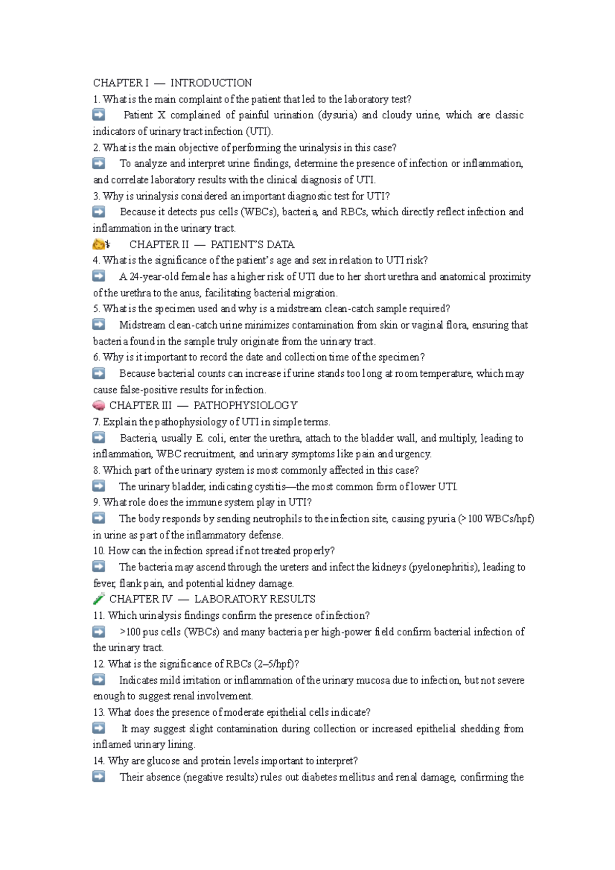 CM 101: Urinary Tract Infection Pathophysiology and Lab Analysis - Studocu