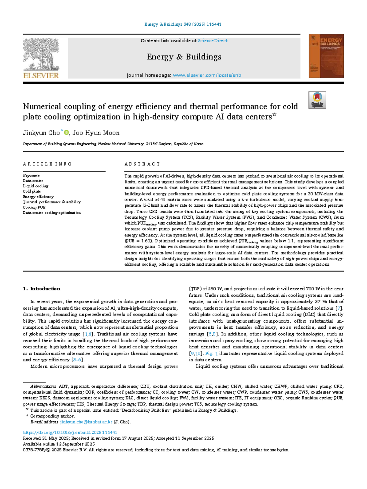 Numerical Optimization of Cold Plate Cooling Systems in Data Centers ...