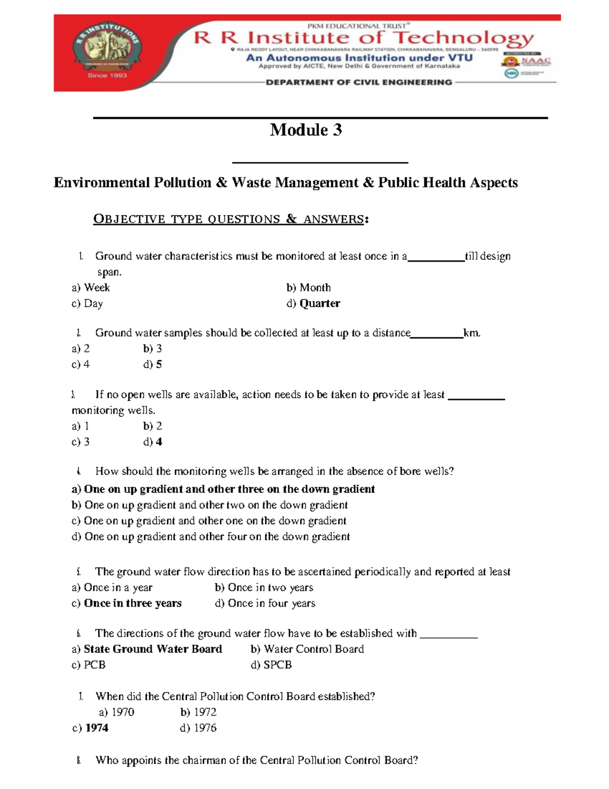 BESK508 Module 3: MCQs on Environmental Pollution & Waste Management ...