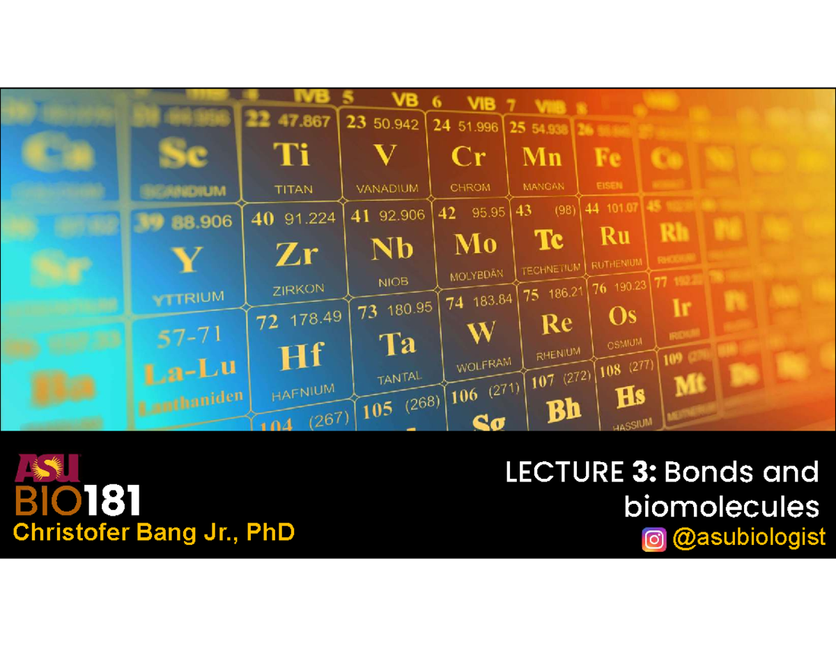 Bonds and Biomolecules: Understanding Chemical Interactions in BIO181 ...