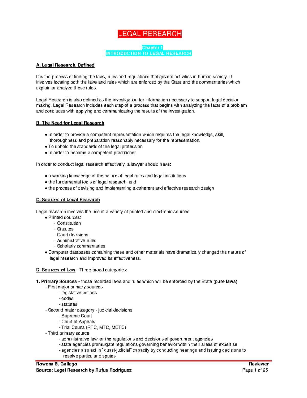 Legal Research Reviewer 2: Key Concepts and Processes Explained - Studocu