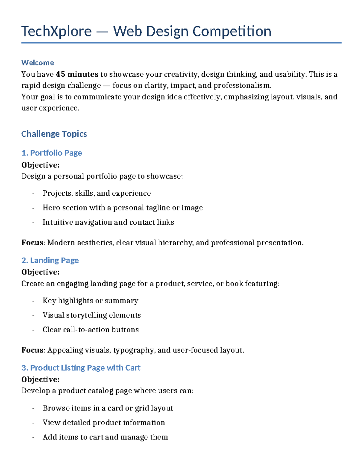 TechXplore Web Design Competition Brief: Design Challenge Overview ...