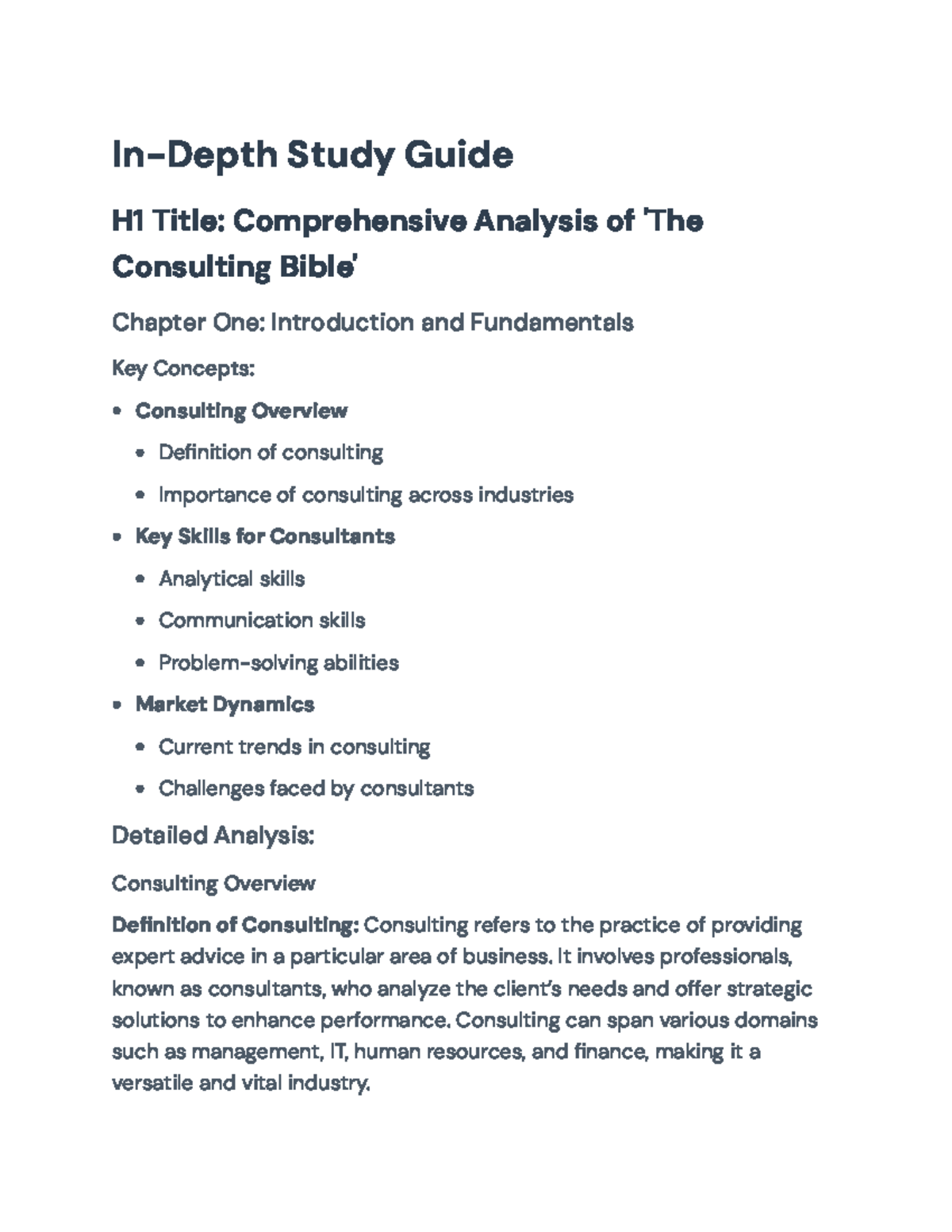 Comprehensive Study Guide: Insights from 'The Consulting Bible' (Ch. 1 ...