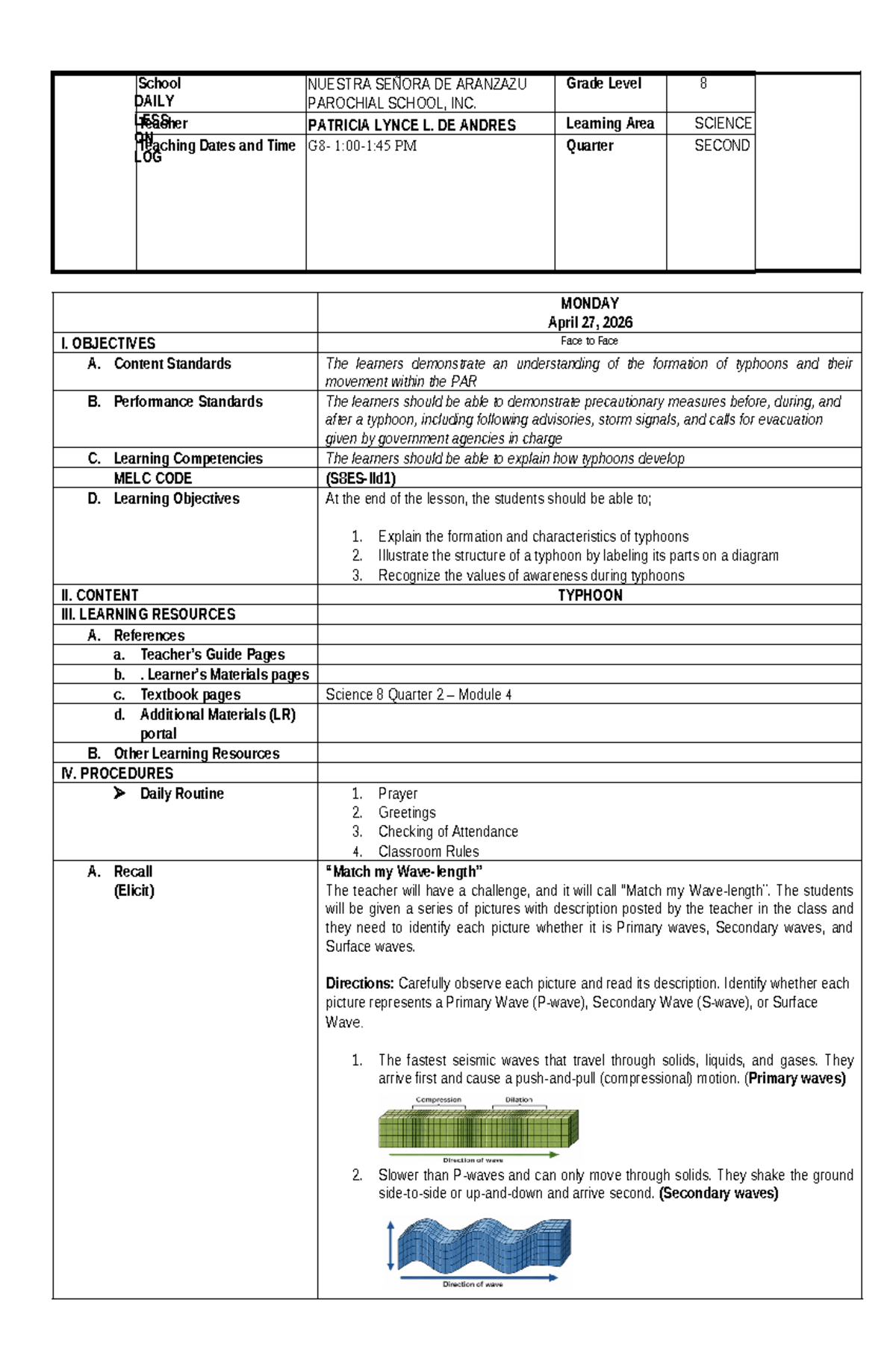 Lesson Plan: Understanding Typhoons - Science 8 Quarter 2 Module 4 ...