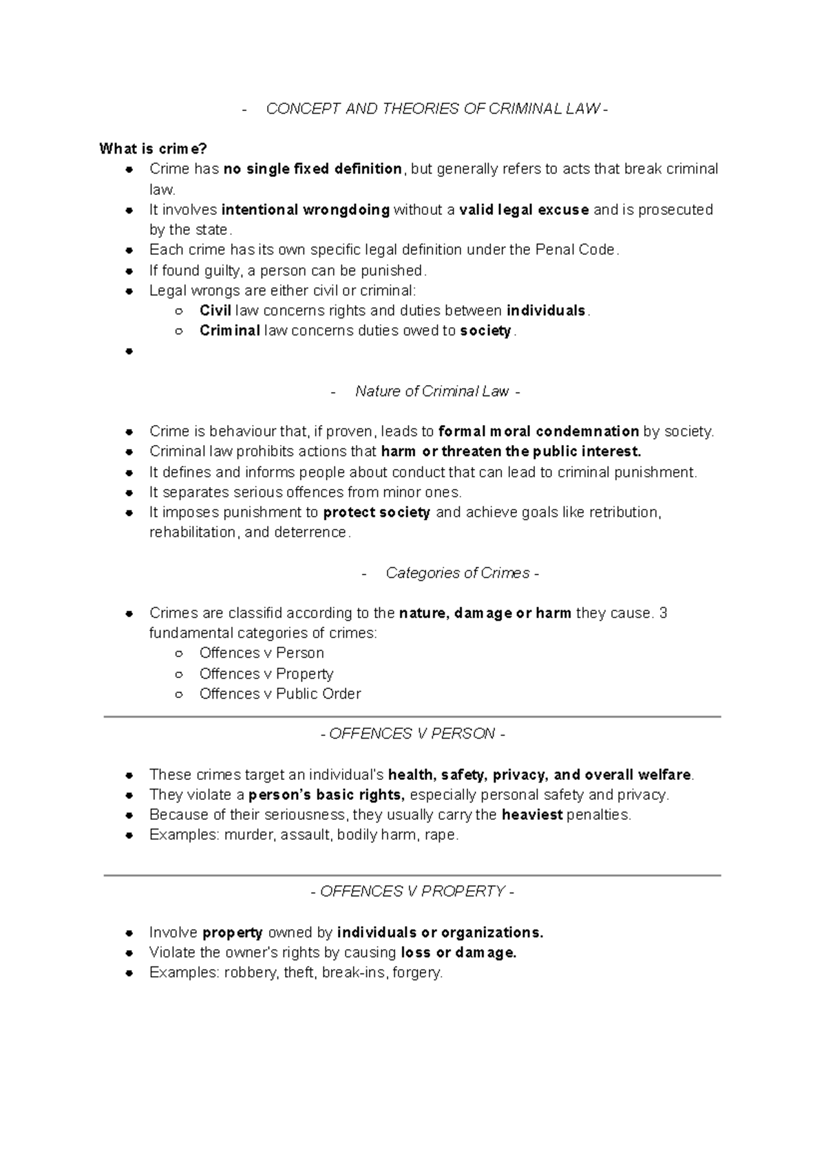 CRIMINAL LAW CONCEPTS AND THEORIES: A COMPREHENSIVE GUIDE - Studocu