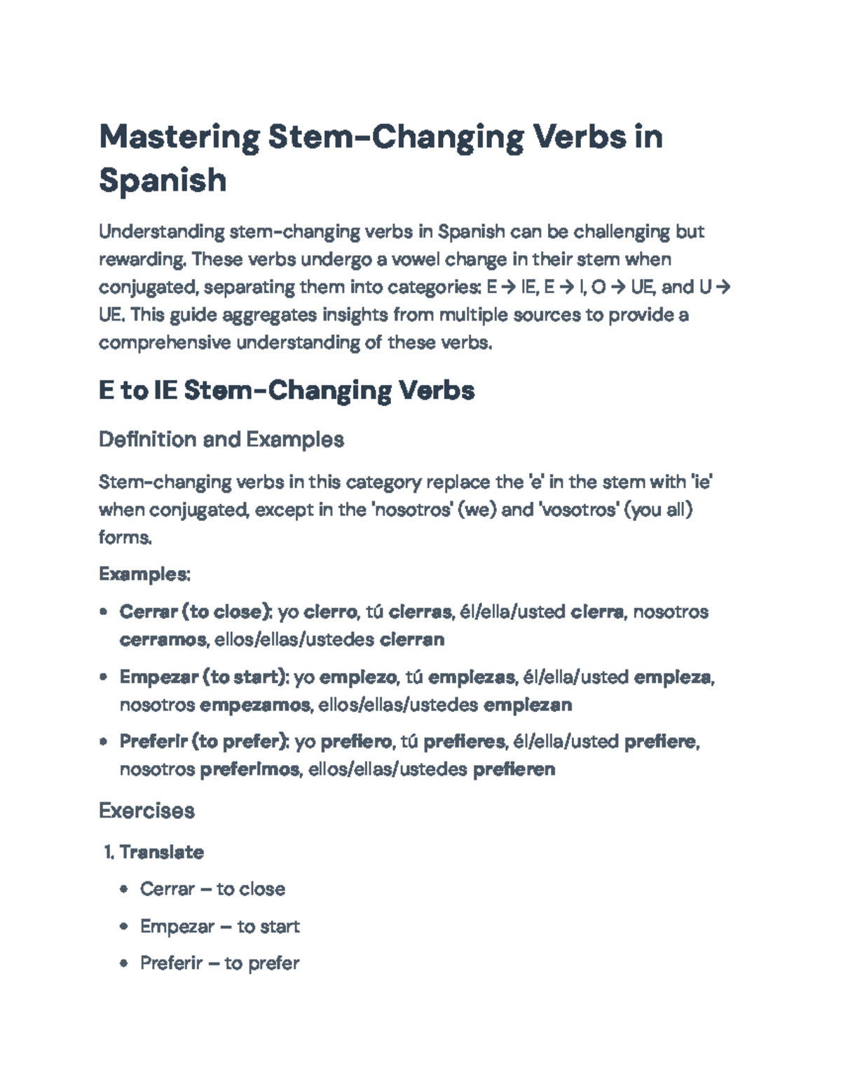 Mastering Stem-Changing Verbs in Spanish: Comprehensive Guide ...