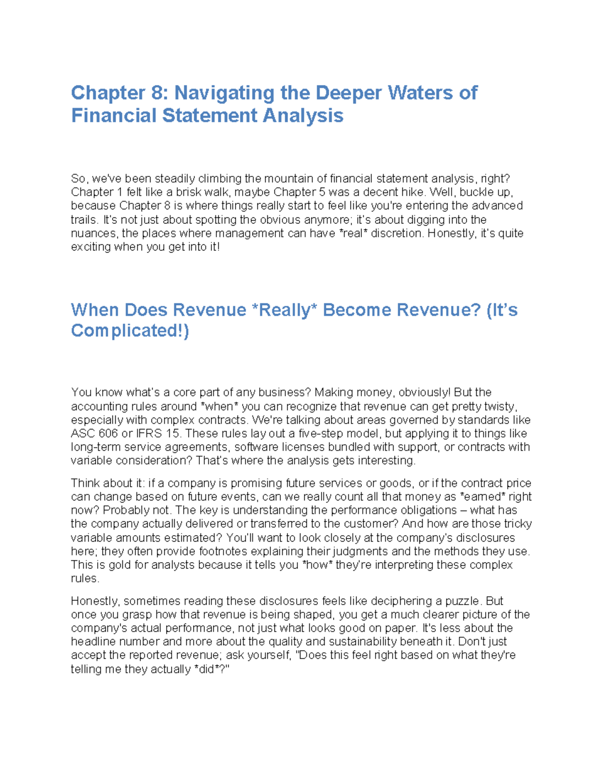 Chapter 8: Advanced Financial Statement Analysis Insights (ACCT 101 ...