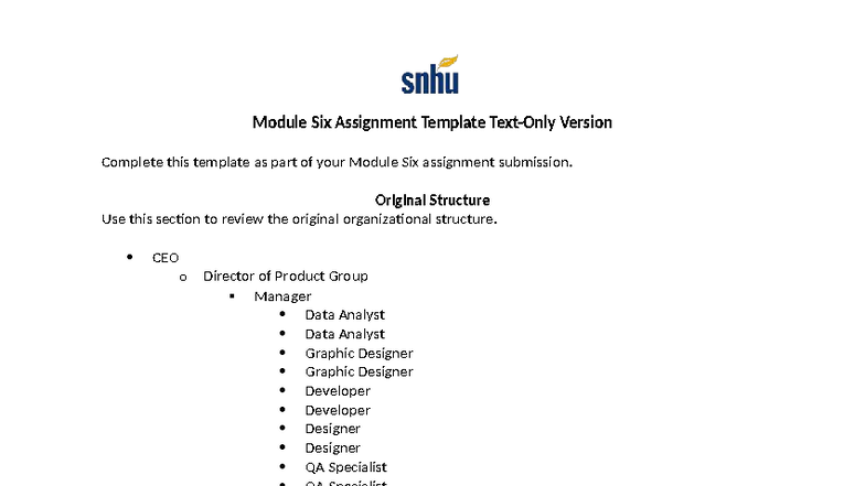 BUS 210 Module Six Org Structure Assignment Text-Only Version - Studocu