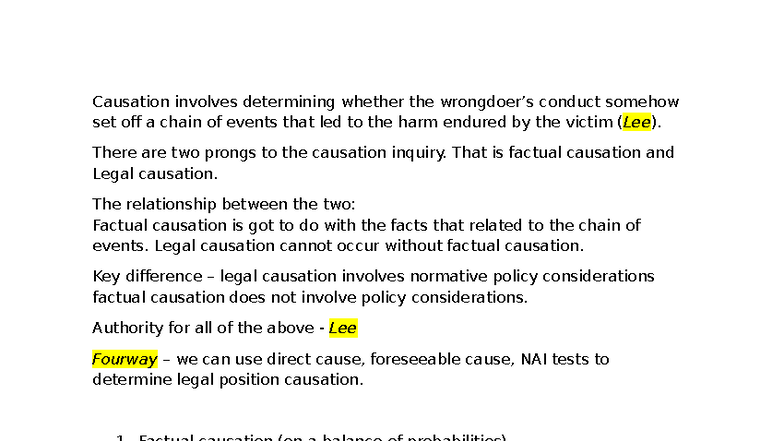 Causation Prep: Understanding Factual and Legal Causation (Law 101 ...