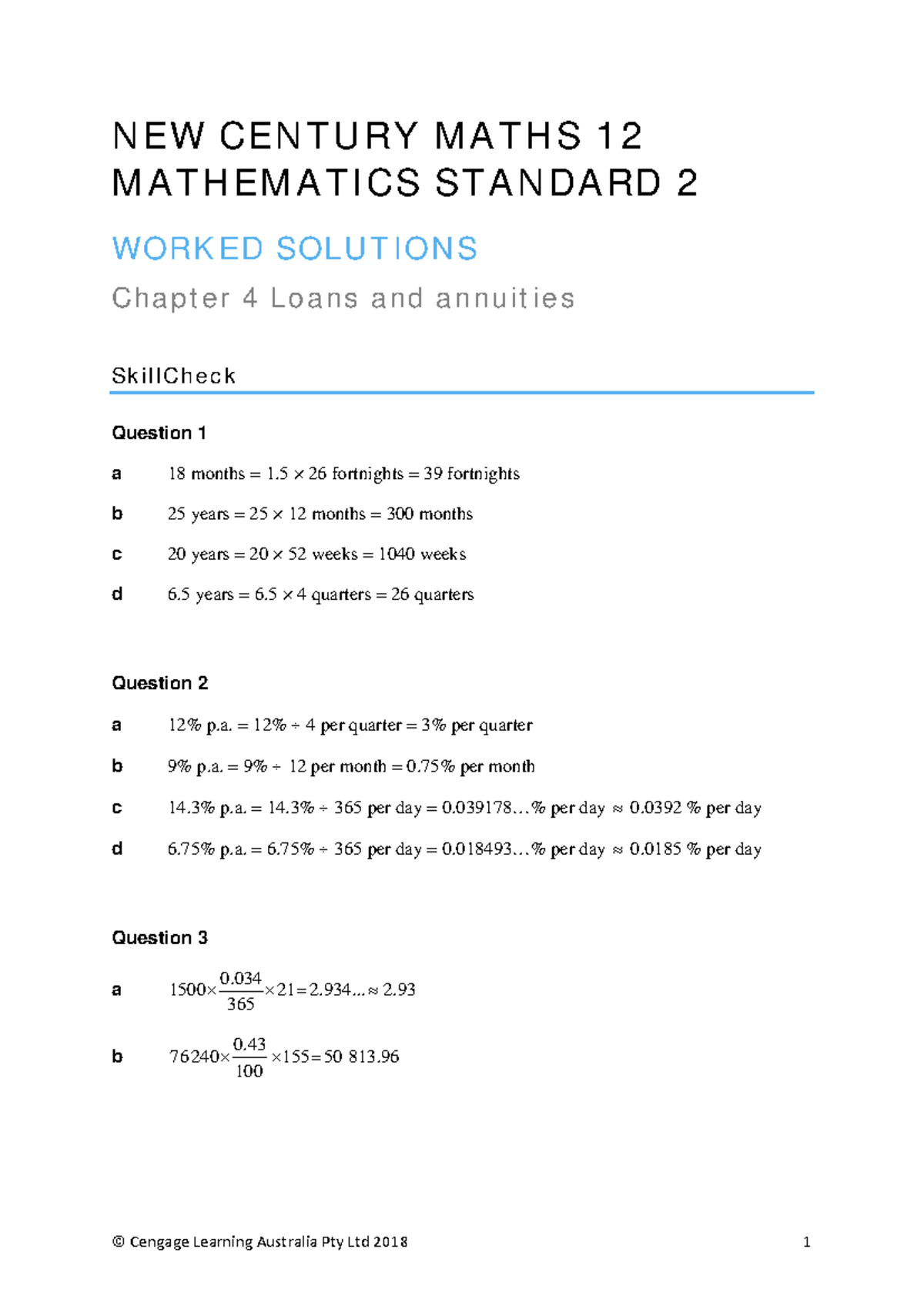 Chapter 4 Worked Solutions: Loans & Annuities (New Century Maths 12 ...